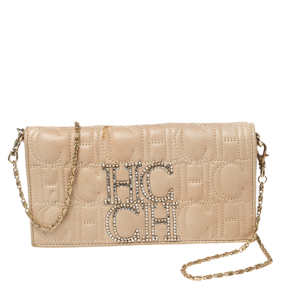 Carolina Herrera | Bags | Ch Carolina Herrera Beige Monogram Quilted ...